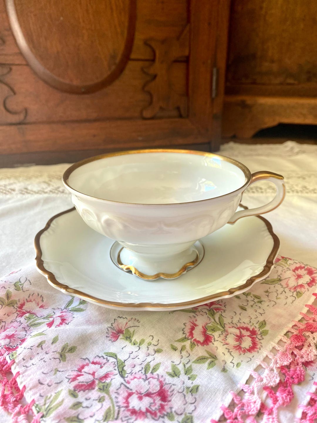 Vintage Edelstein Bavaria Maria‑theresia Bristol Gold Trim Cup & Saucer ...