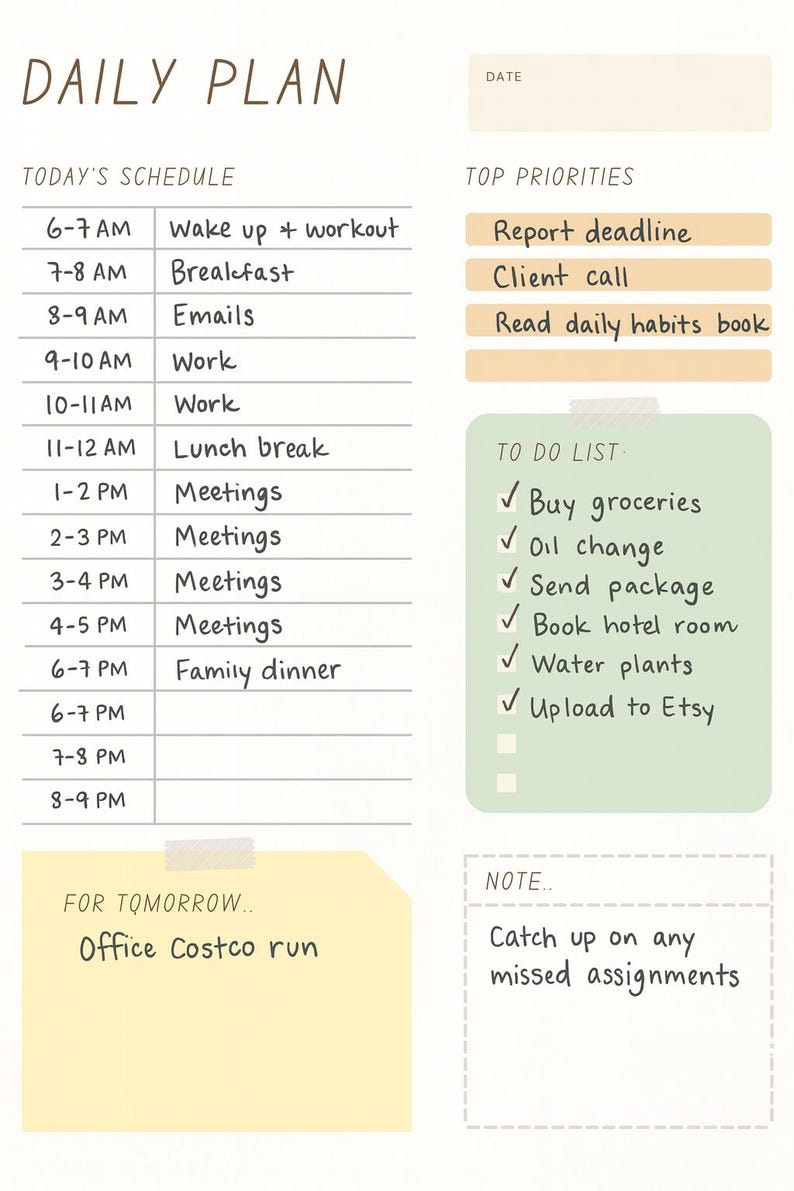 Fall Daily Planner | Hourly Schedule Printable | to Do List & Priority ...