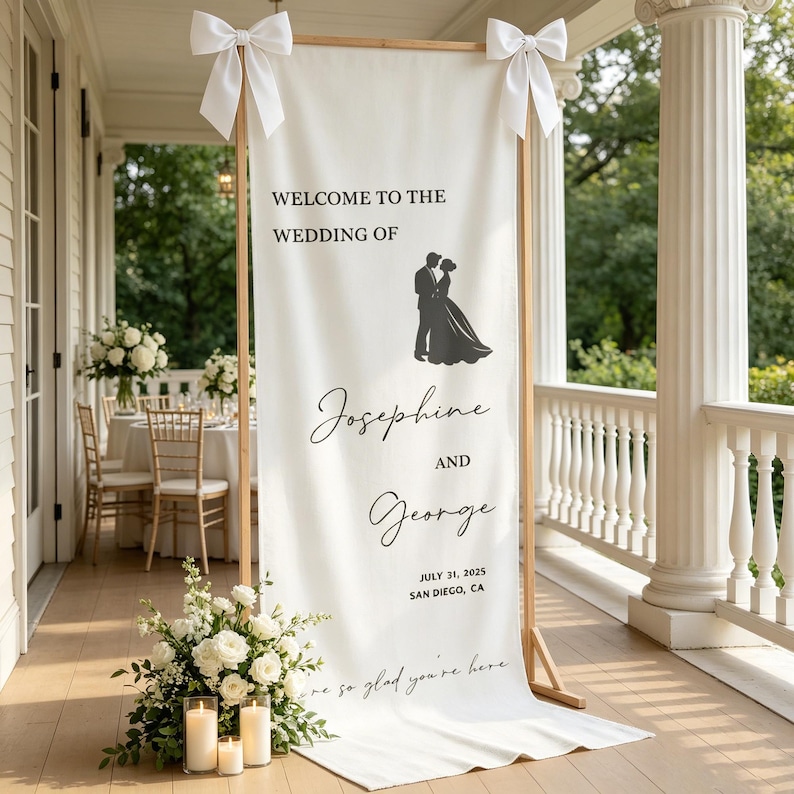 Personalized Wedding Welcome Banner, Custom Name Date Wedding Banner ...