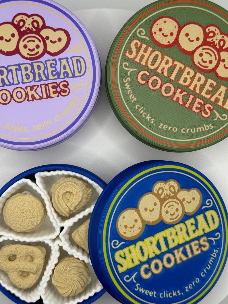 3D Printed Shortbread Cookie Container Multi Fidget Clicker - Etsy