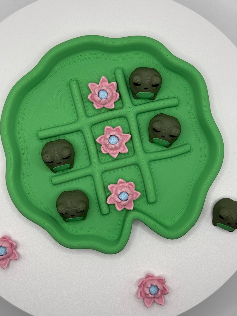 3D Printed Lilypad / Frogs / Flowers Tic Tac Toe Board - Etsy