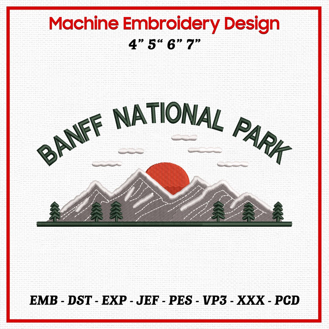 Banff National Park Embroidery Design, Mountain Hiking Outdoor Holiday ...