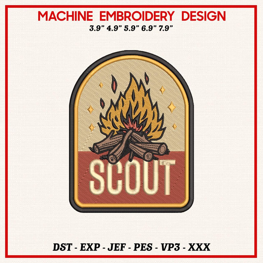 Scout Campfire Embroidery Design, Camping Outdoor Hiking Patch File ...