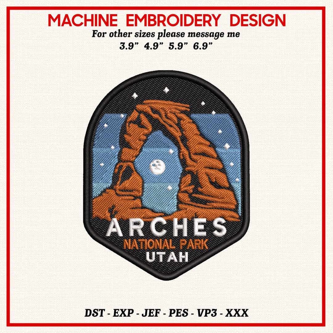 Arches National Park Embroidery Design, Delicate Arch Patch, Utah ...
