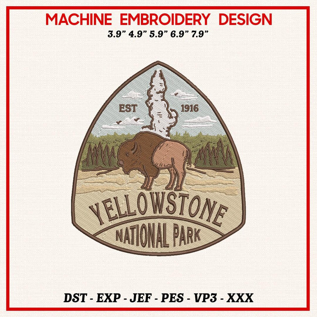 Yellowstone National Park Embroidery Design, Outdoor Adventure Patch ...