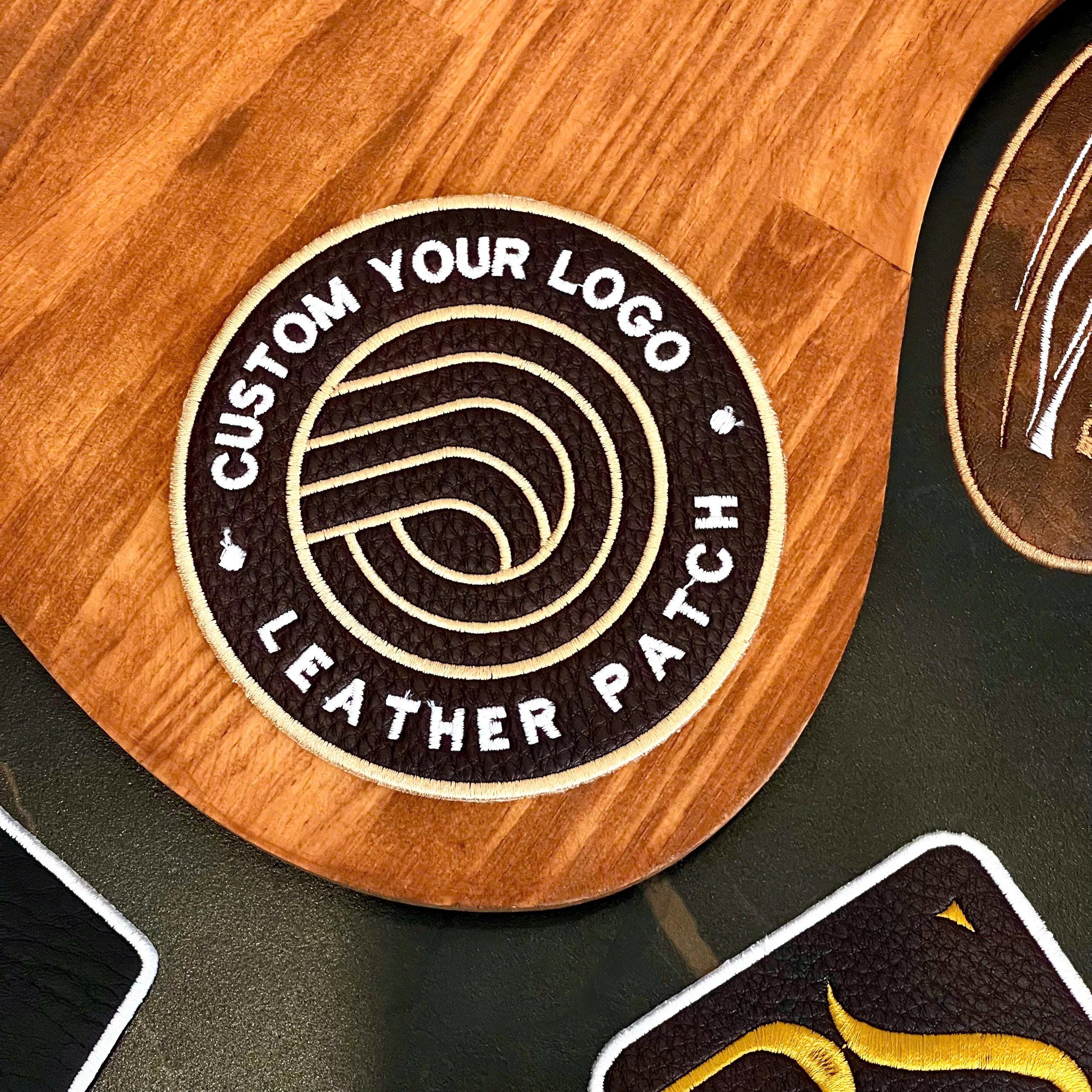 Custom Embroidered Leather Patch – Personalized Iron, Sew on Logo Patch - Etsy