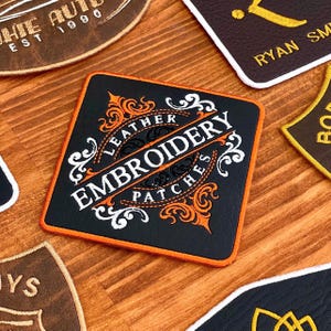 Custom Embroidered Leather Patch – Personalized Logo Patch, Iron On ...