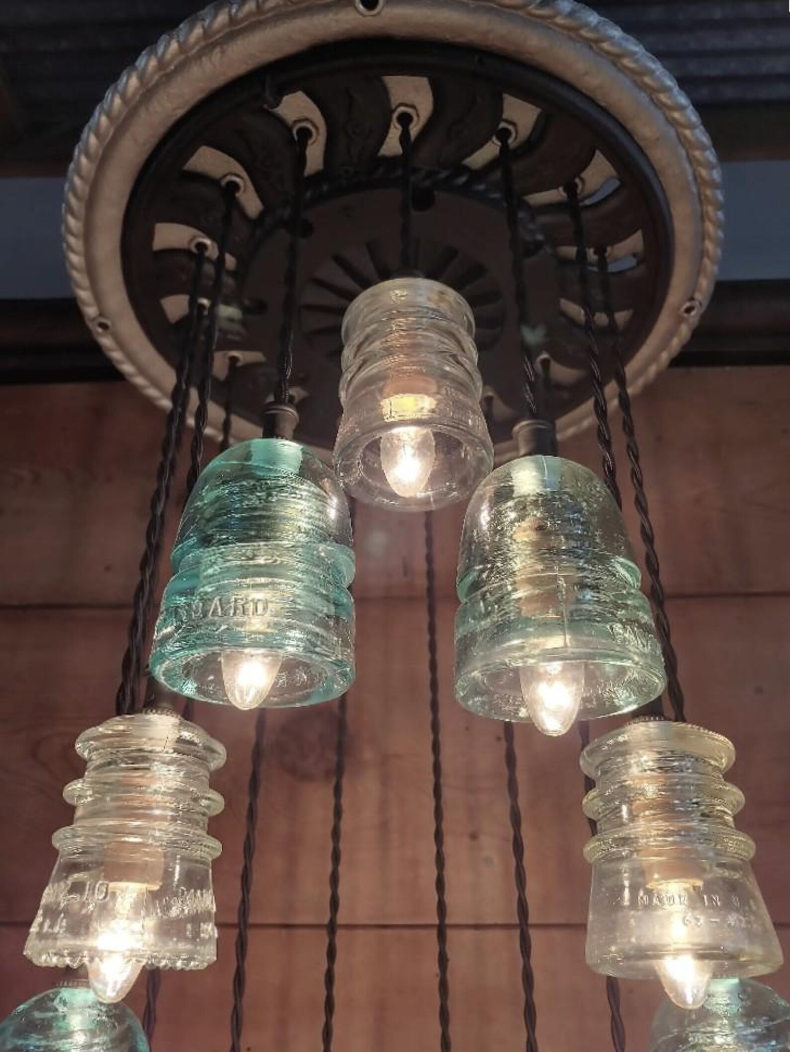 Vintage Glass Insulator Chandelier: 15 Authentic Vintage Glass ...