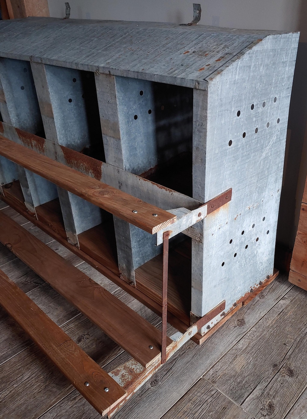 Vintage Chicken Nesting Box-galvanized Hen Nesting Box-farmhouse Wall ...