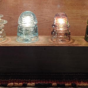 Reclaimed Barnwood Glass Insulator Display Light Bar: Glass Insulator ...