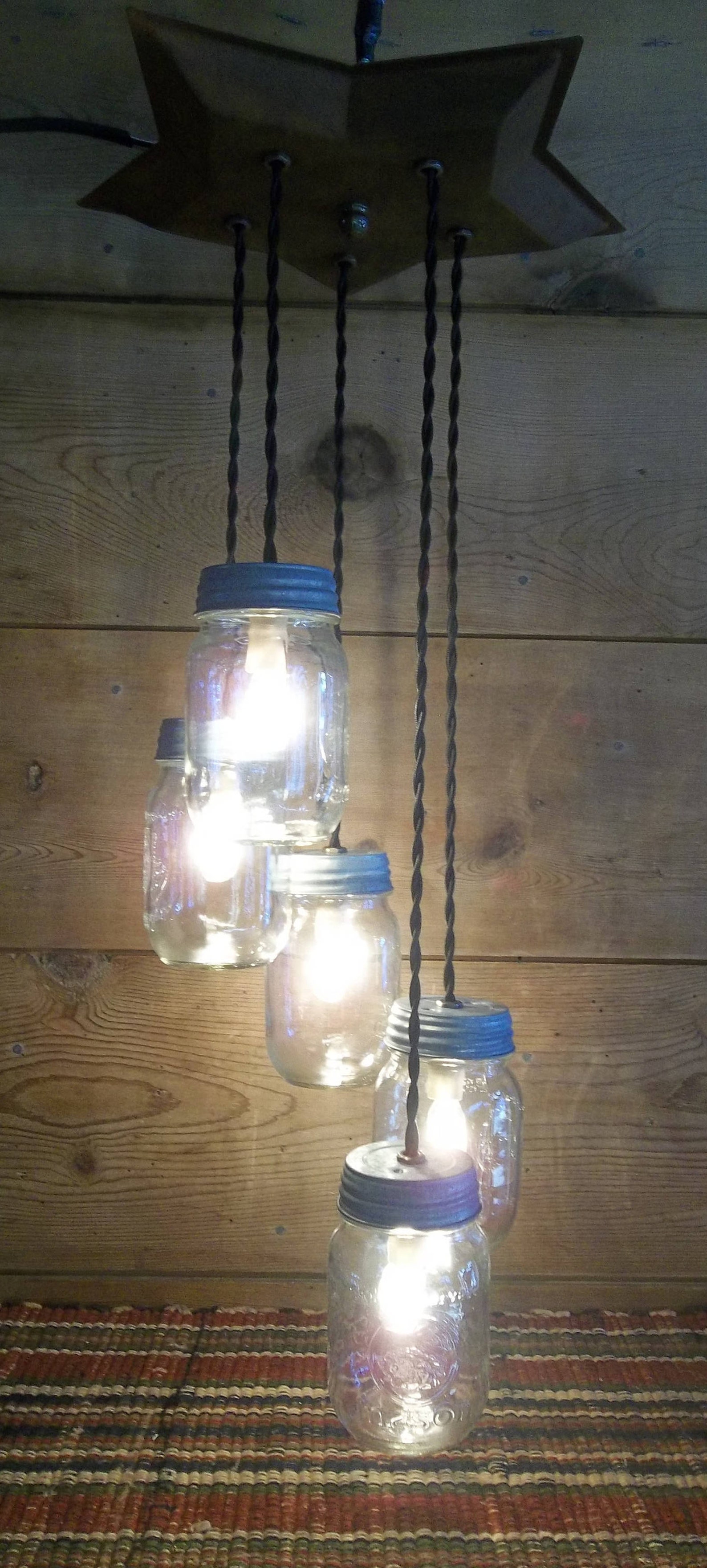 TEXAS Metal Star Light Mason Jar Light Fixture Rustic - Etsy
