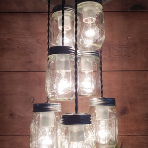 Rustic Metal Mason Jar Light Fixture Farmhouse Chandelier W/8 Jar ...