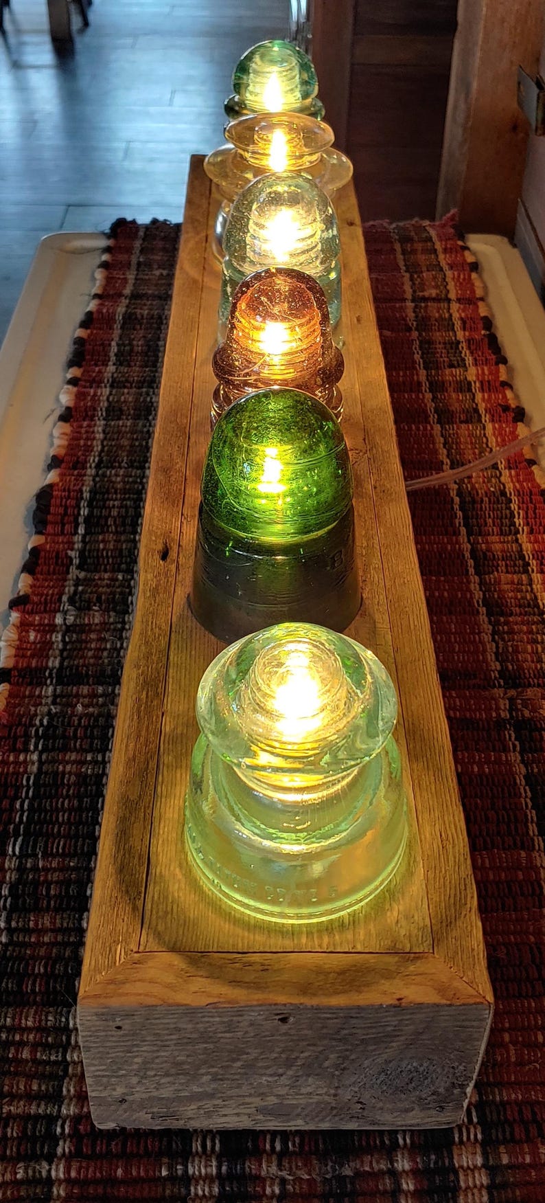 Reclaimed Barnwood Glass Insulator Display Light Bar: Glass Insulator ...