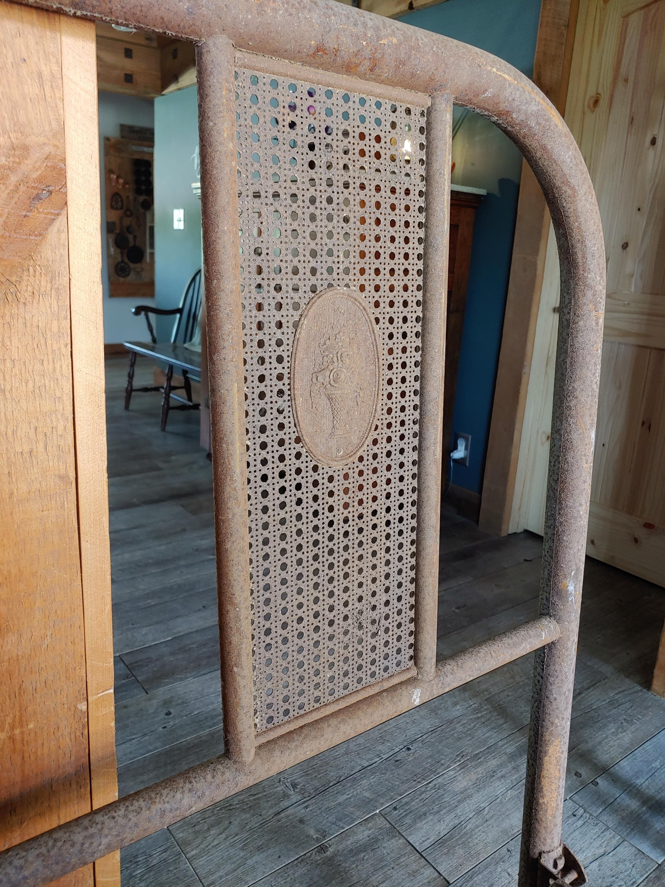 OLD Vintage Antique? Heavy Iron Pipe Headboard W/beautiful Details 52"w ...
