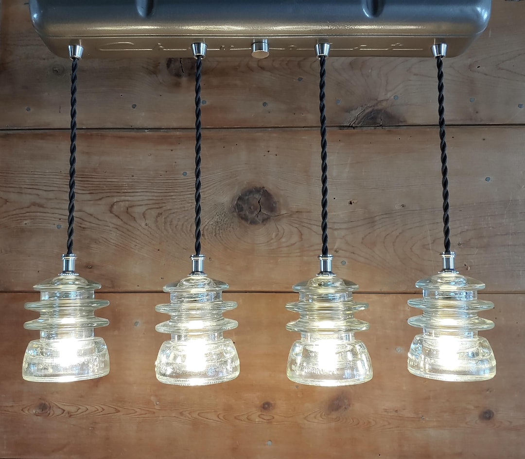 Vintage CHEVROLET Valve Cover Light Fixture W/ 4 Authentic Glass ...