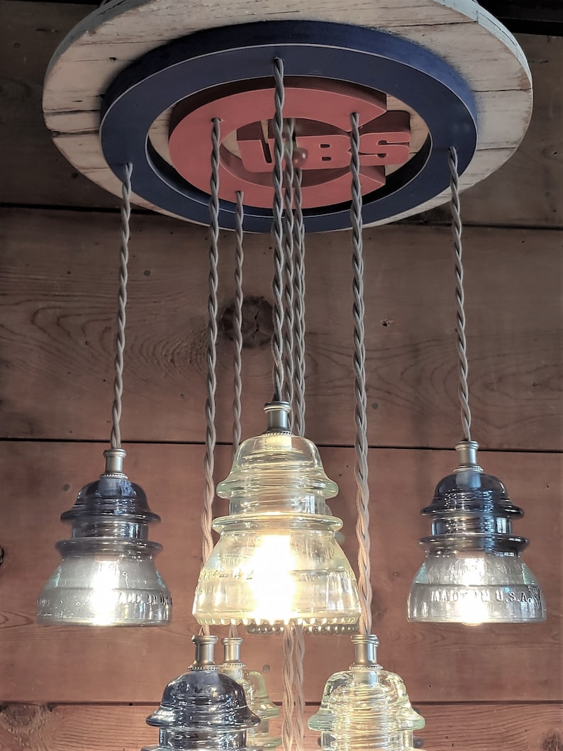 Chicago Cubs Light Fixture Glass Insulator Ceiling Fixture 10 Light ...