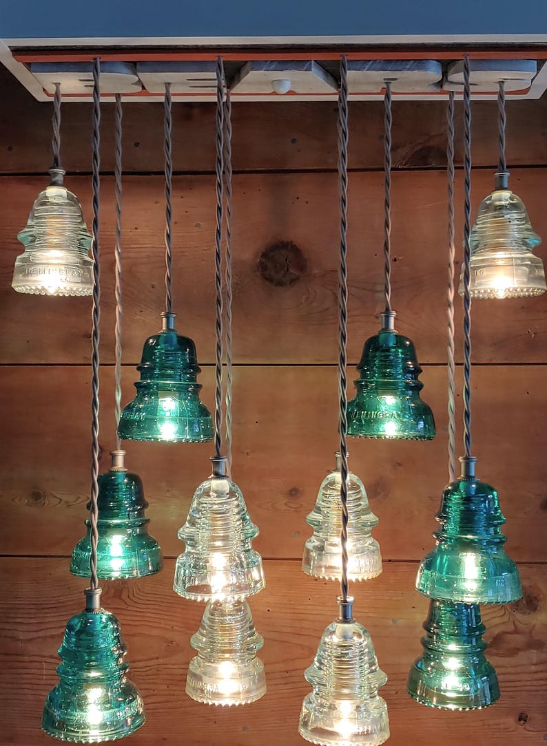 Chicago BEARS Light Fixture Glass Insulator Ceiling Fixture 12 Light ...
