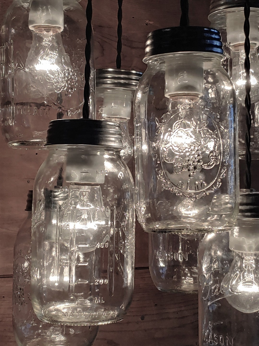 8-mason Jar Chandelier: FARMHOUSE Ceiling Light Fixture-rustic ...
