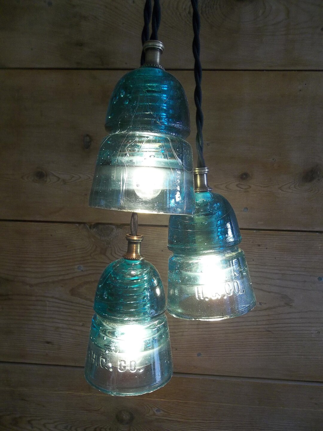 Vintage Glass Insulator Fixture: Rustic Farmhouse Light Authentic Glass ...