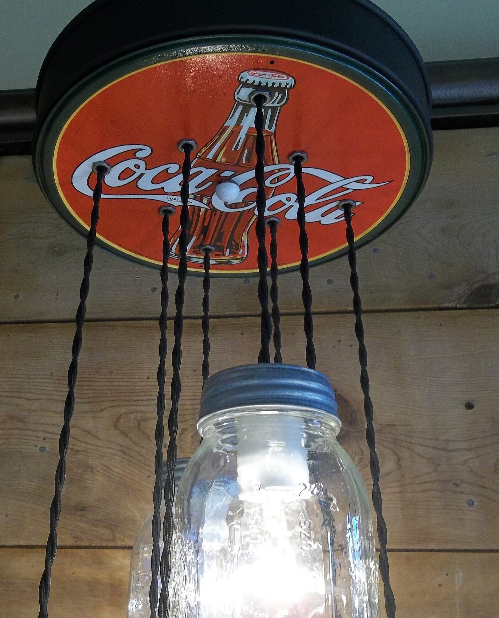 Coca Cola Mason Jar Chandelier: Vintage Style Coke Plate & 6 or 8 Quart ...