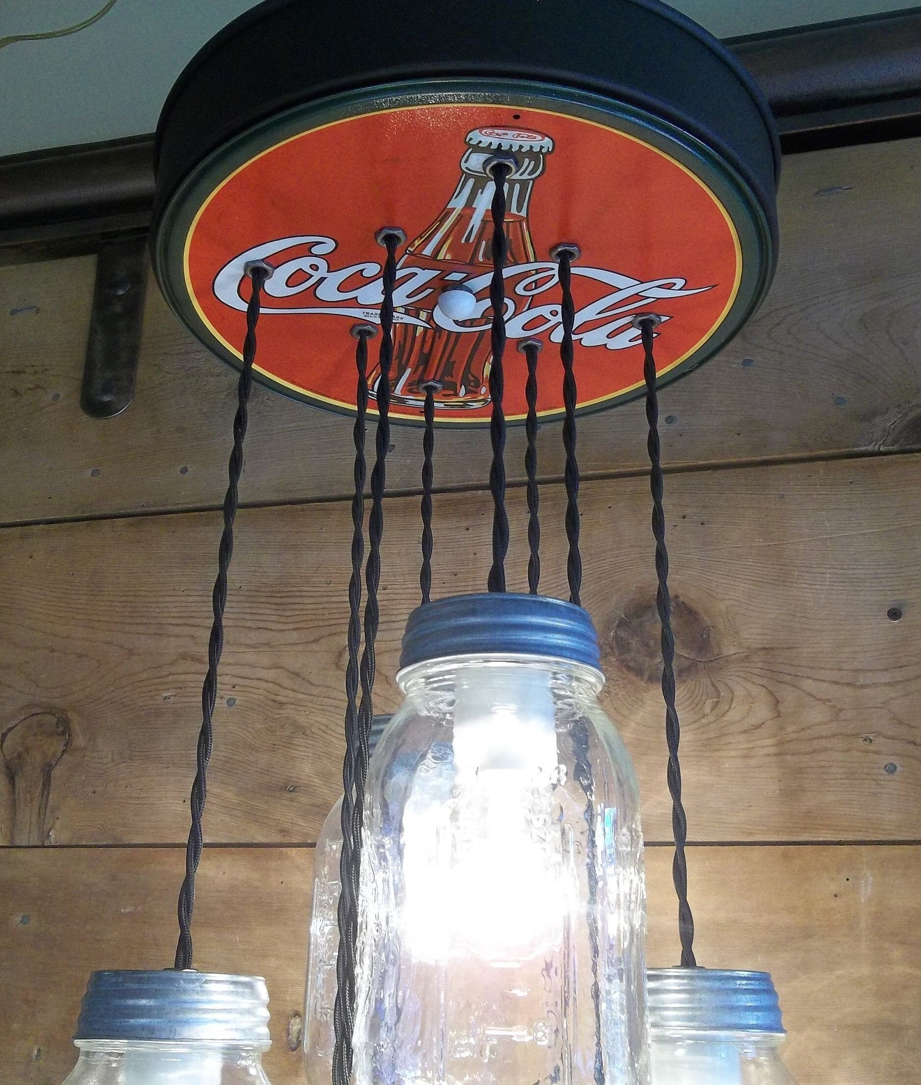 Coca Cola Mason Jar Chandelier: Vintage Style Coke Plate & 6 or 8 Quart ...