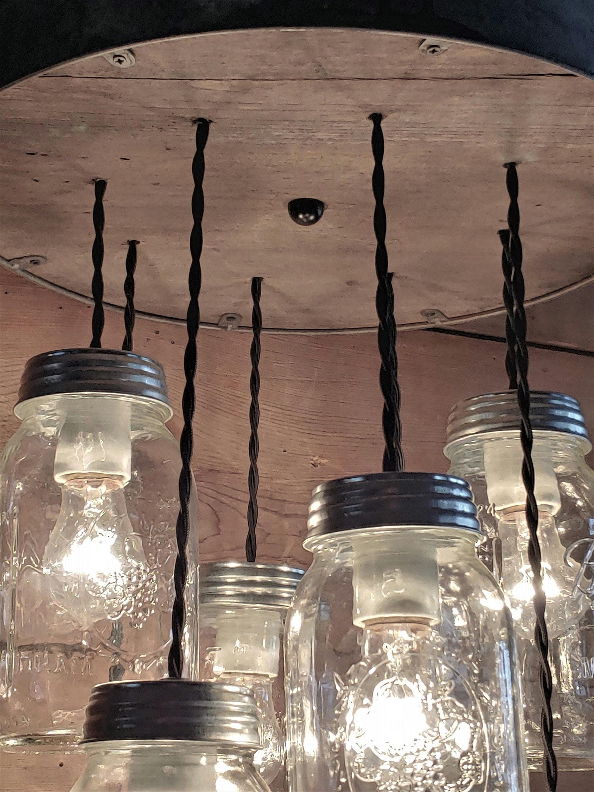 8-mason Jar Chandelier: FARMHOUSE Ceiling Light Fixture-rustic ...