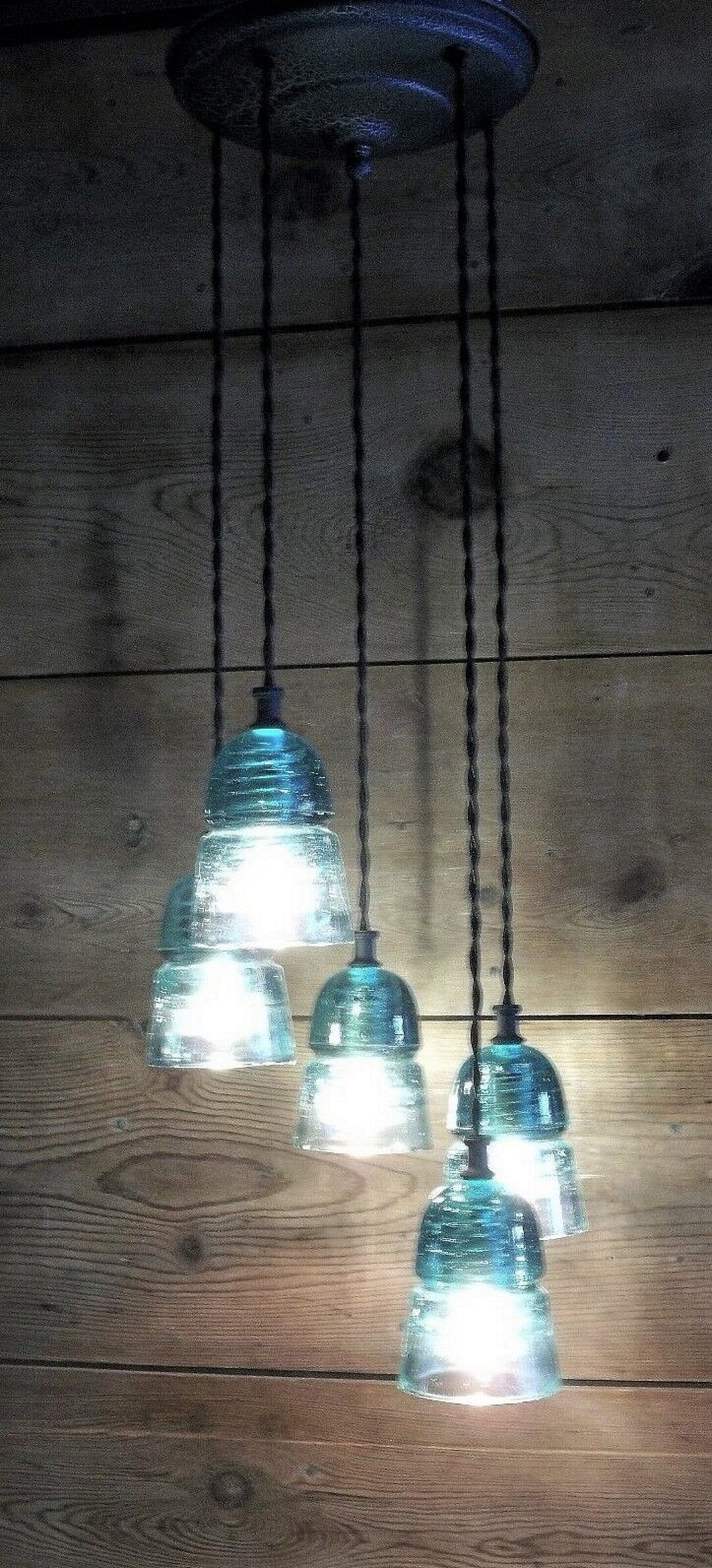 Vintage Glass Insulator Fixture: Rustic Farmhouse Light Authentic Glass ...