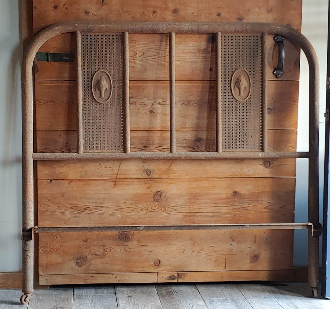 OLD Vintage Antique? Heavy Iron Pipe Headboard W/beautiful Details 52"w ...