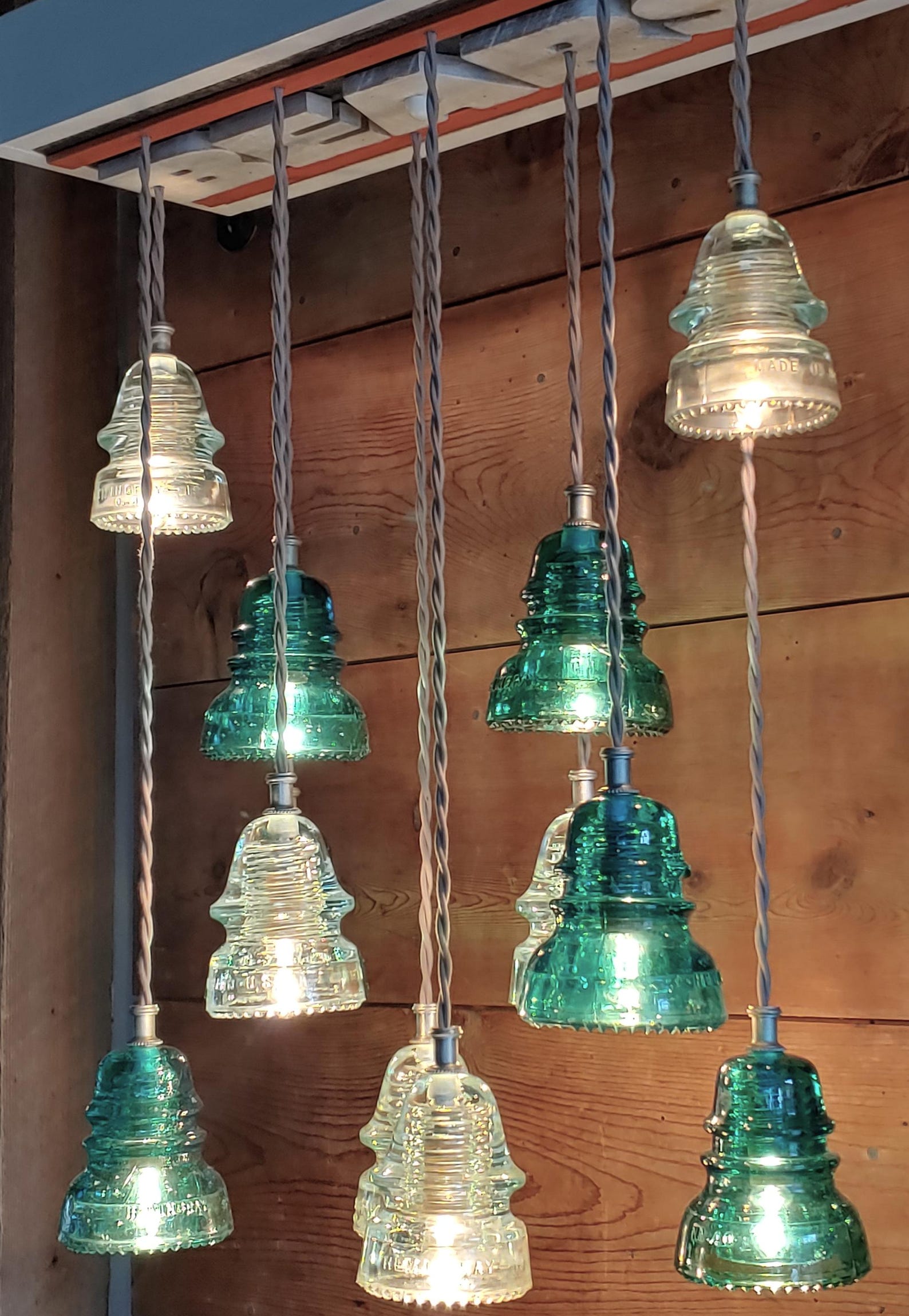 Chicago BEARS Light Fixture Glass Insulator Ceiling Fixture 12 Light ...