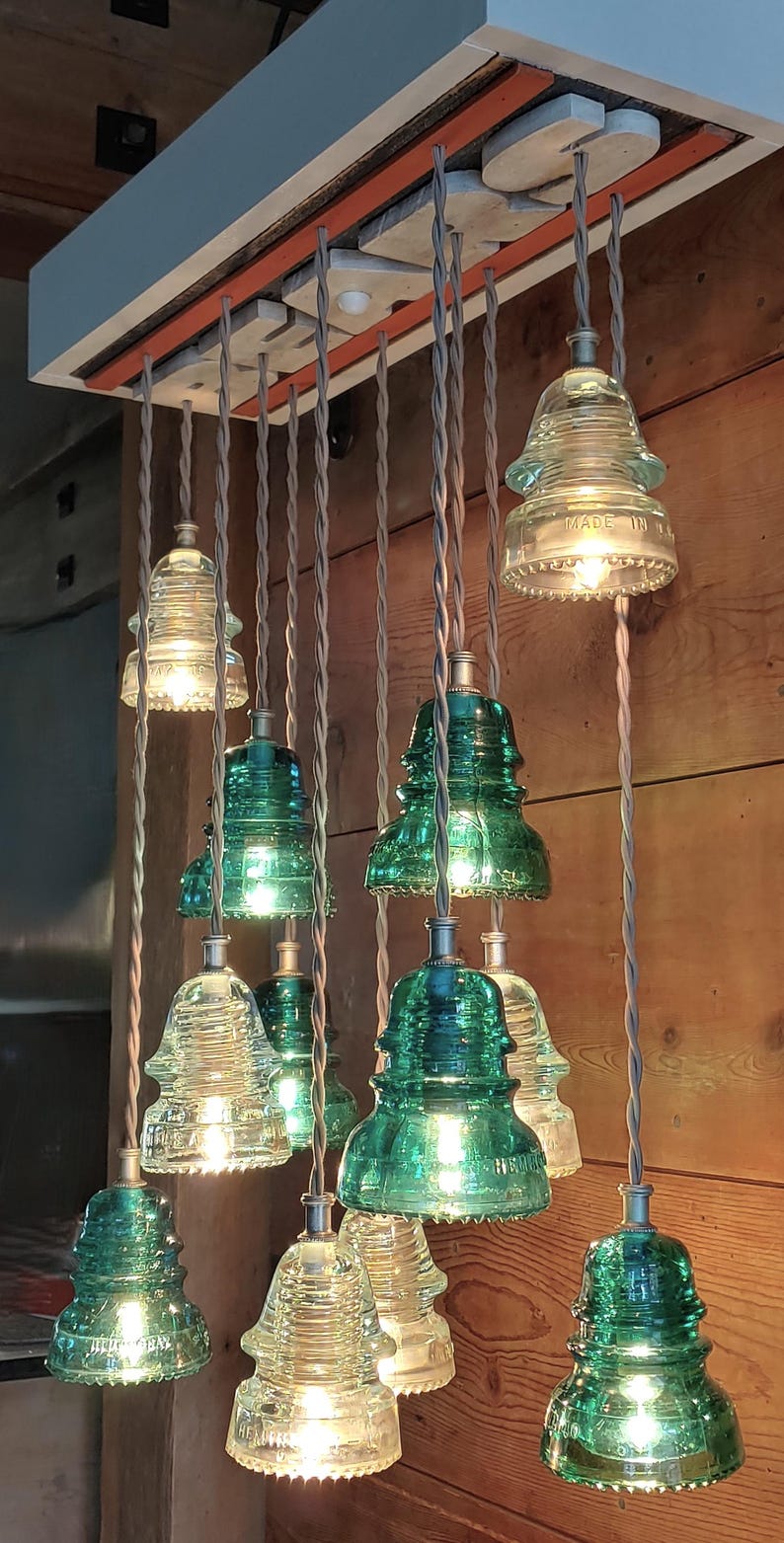 Chicago BEARS Light Fixture Glass Insulator Ceiling Fixture 12 Light ...