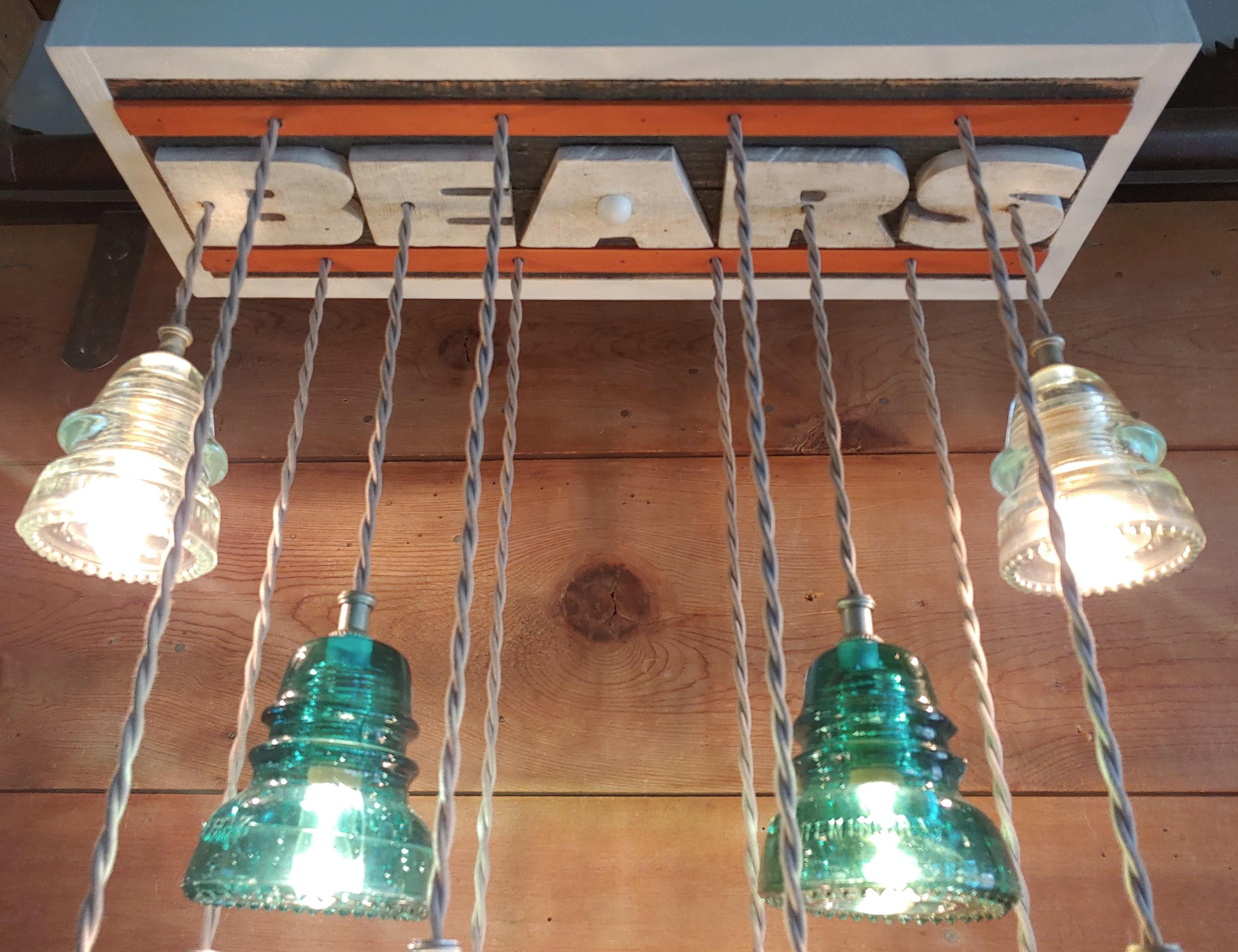 Chicago BEARS Light Fixture Glass Insulator Ceiling Fixture 12 Light ...