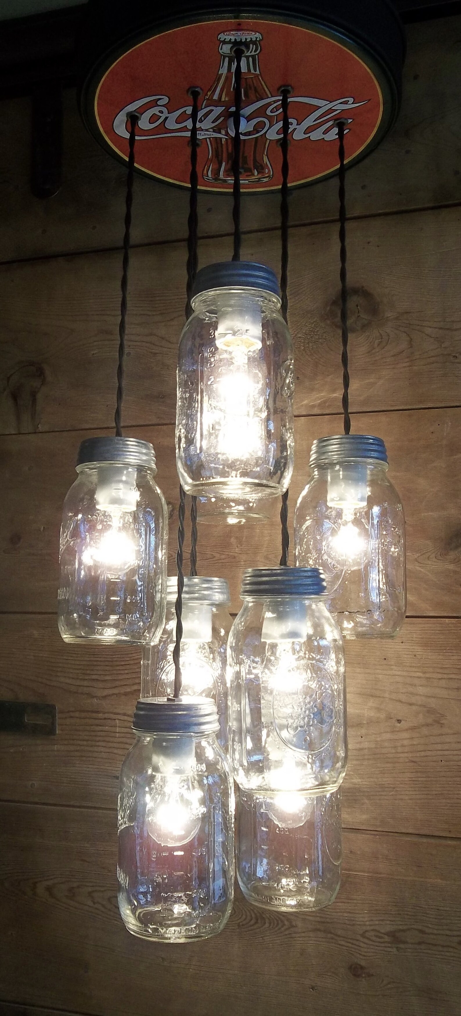 Coca Cola Mason Jar Chandelier: Vintage Style Coke Plate & 6 or 8 Quart ...