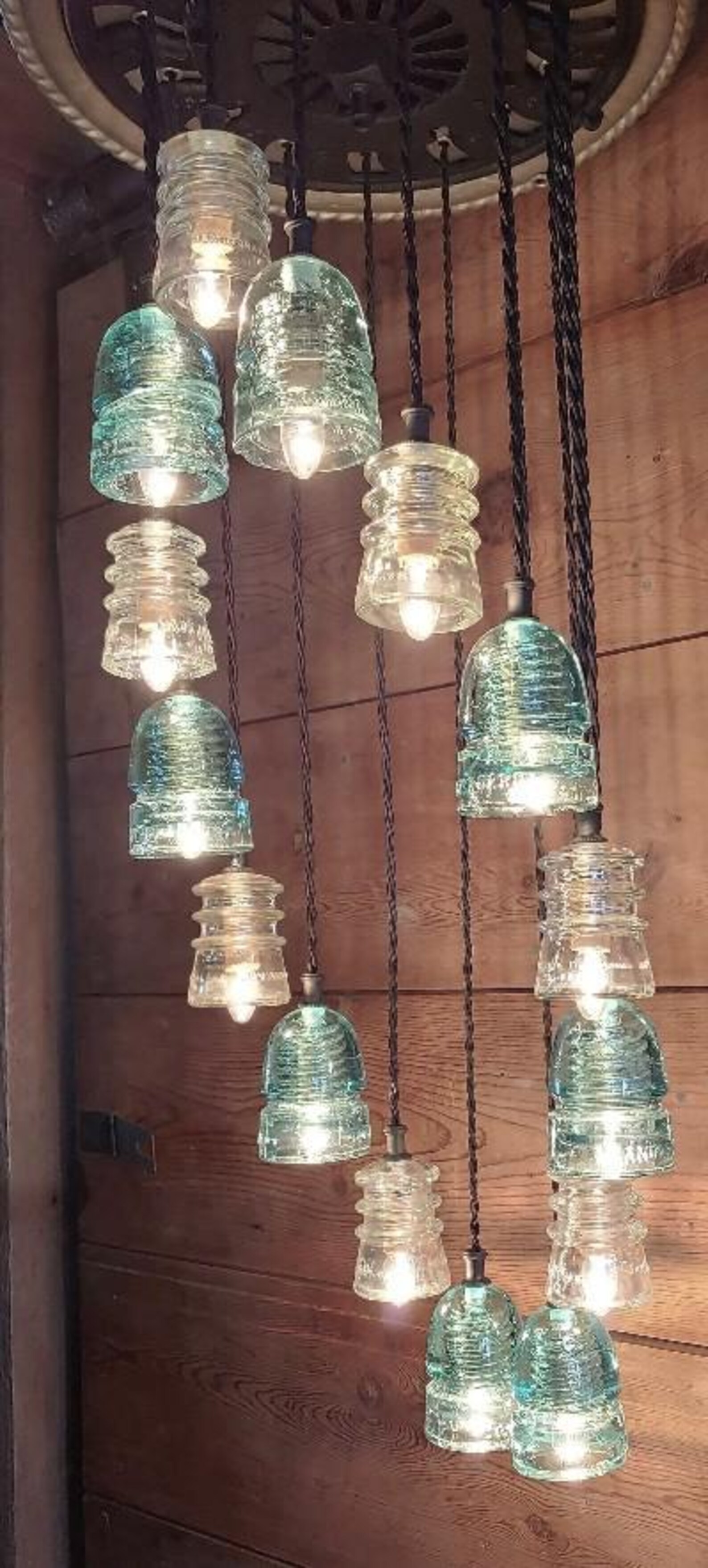 Vintage Glass Insulator Chandelier: 15 Authentic Vintage Glass ...