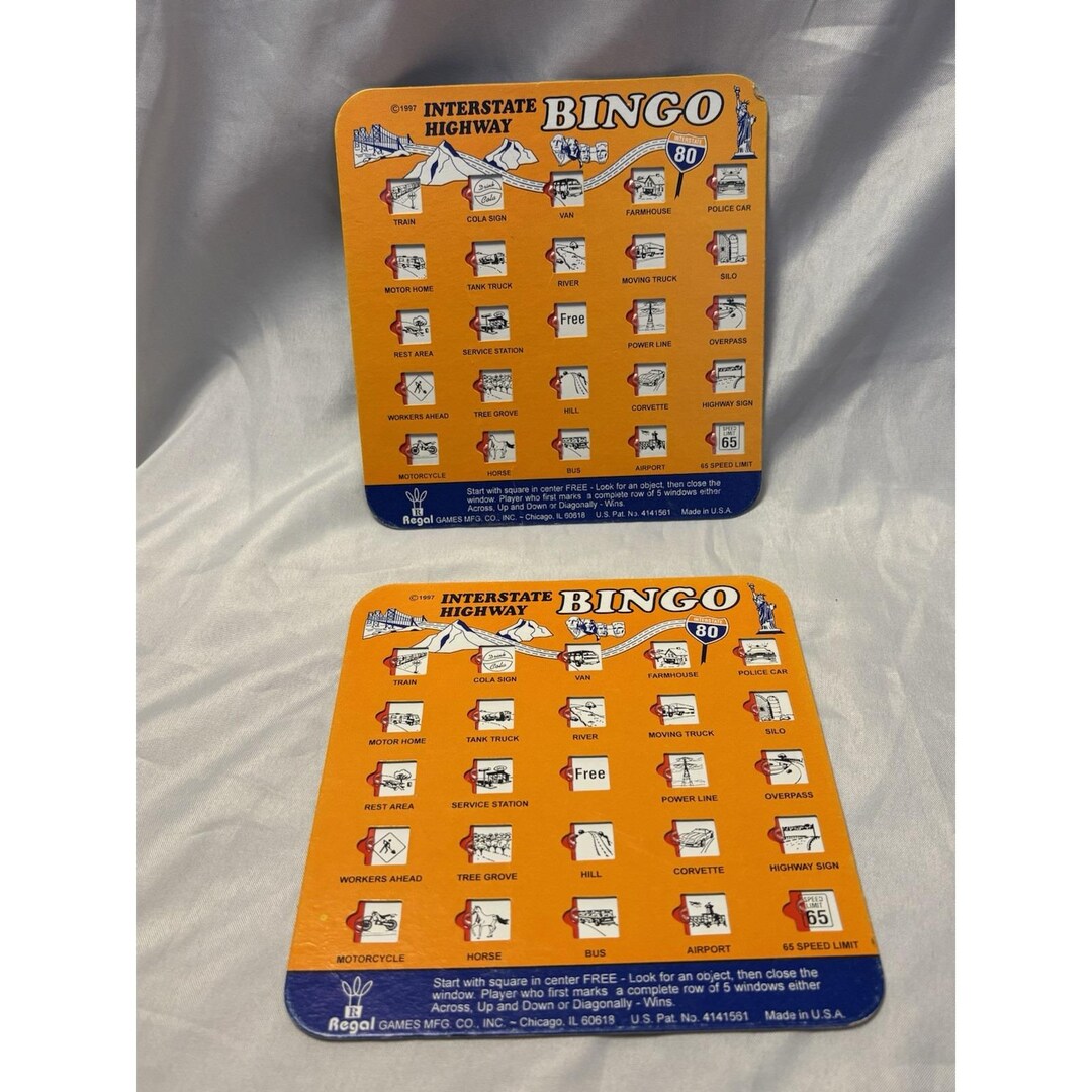 Vtg 1997 Regal AUTO BINGO Cards - Interstate Highway Games. Lot of 2 ...
