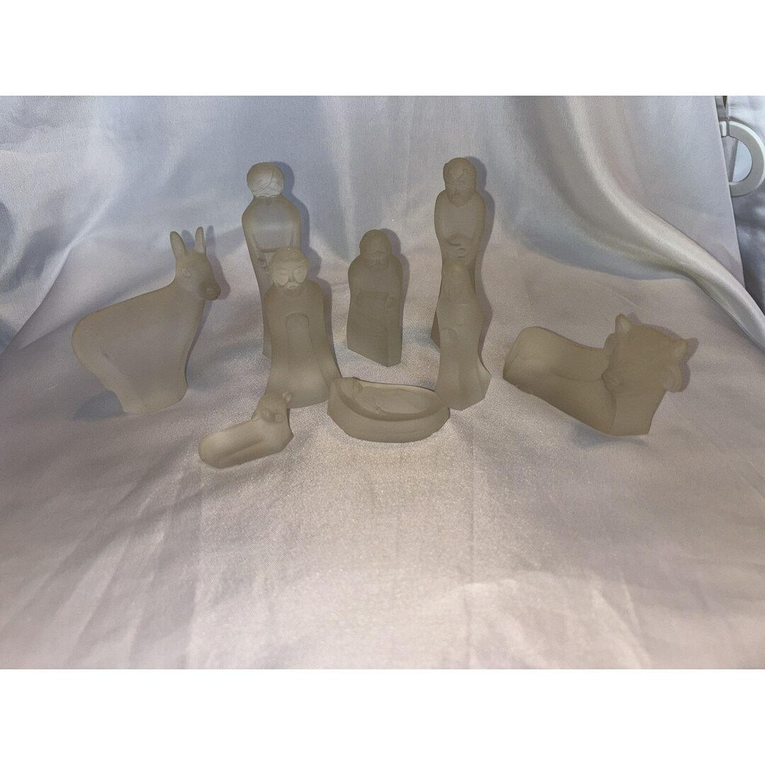 Vintage Kristaluxus 9 Piece Nativity Set 24% Full Lead Crystal Frosted ...