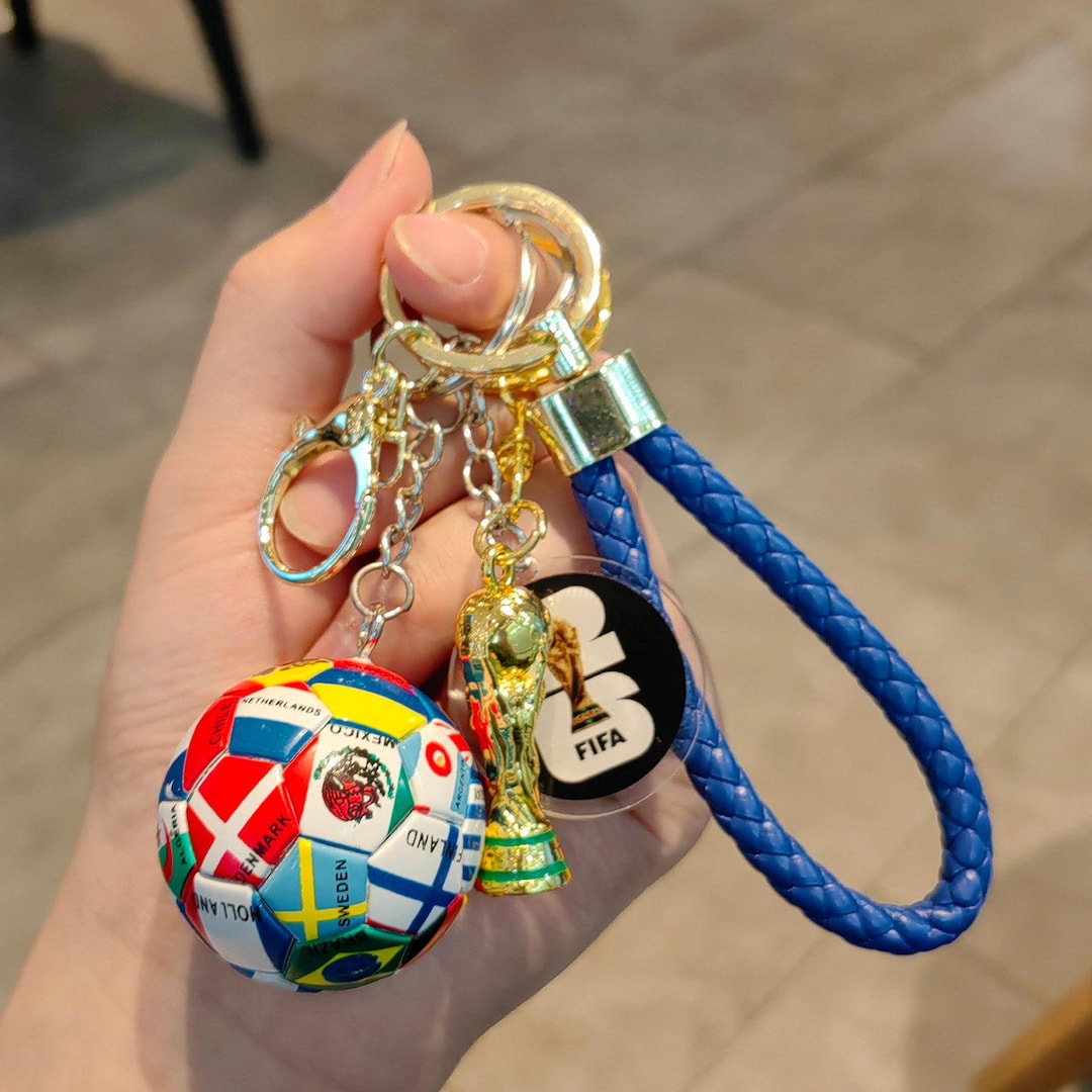 FIFA World Cup 2026 Keychain - Golden Trophy, National Flag Soccer Ball ...