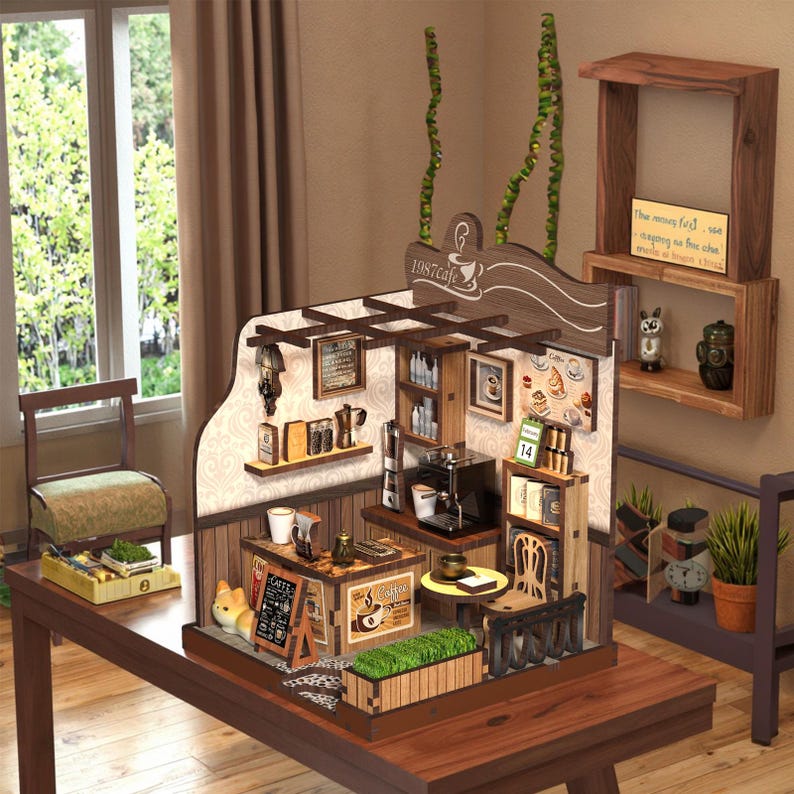 Coffee Shop Book Nook Kit With LED Lights: DIY Miniature Scene - Etsy