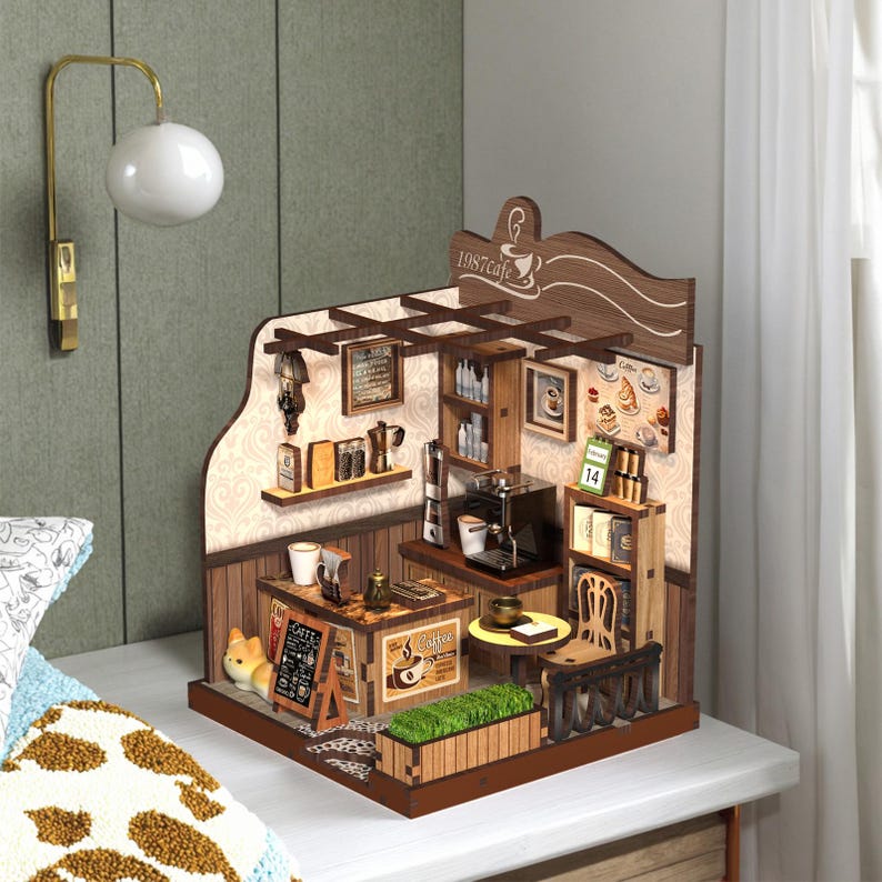 Coffee Shop Book Nook Kit With LED Lights: DIY Miniature Scene - Etsy