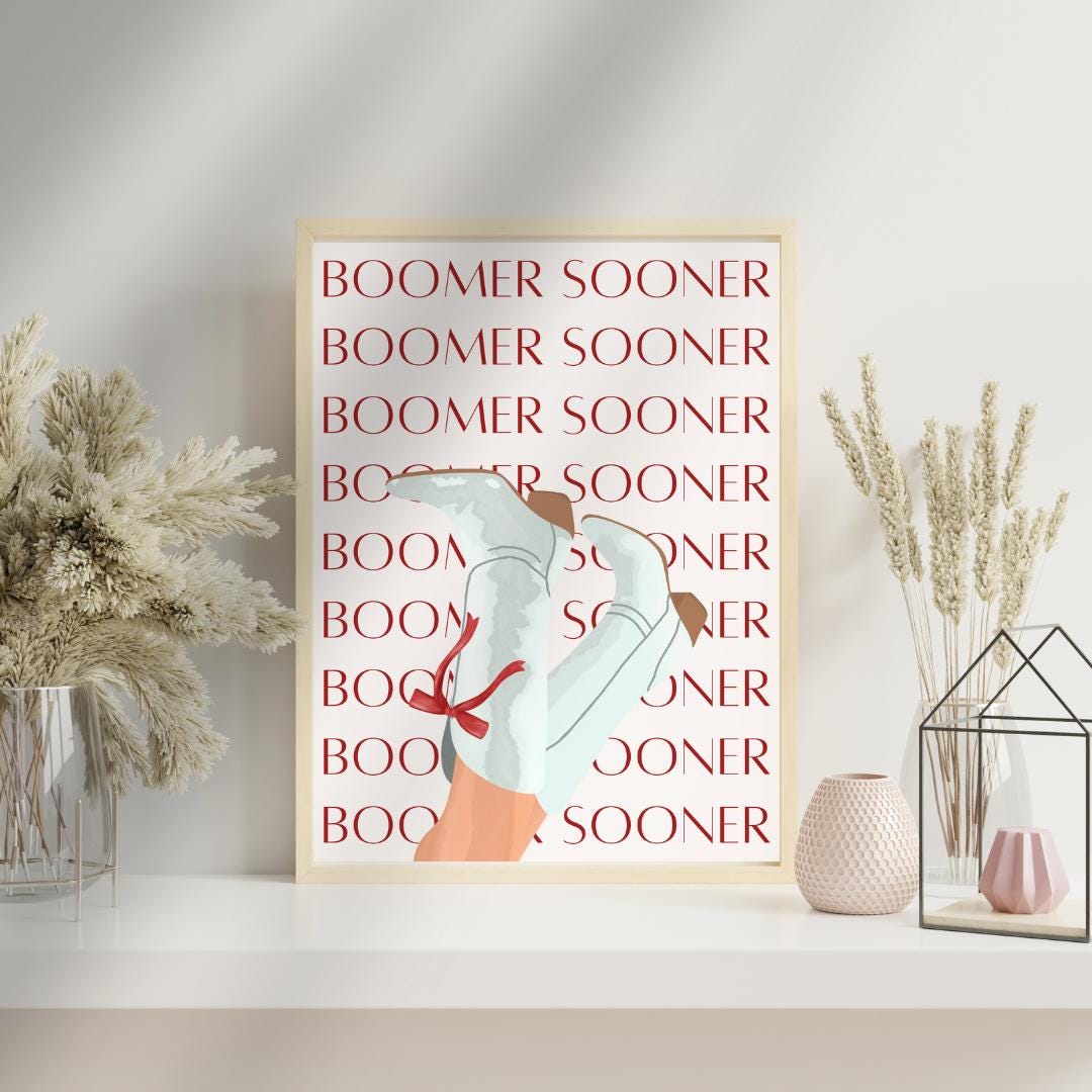Boomer Sooner OU Boots Wall Art | Retro Cowgirl Boots Digital Print ...