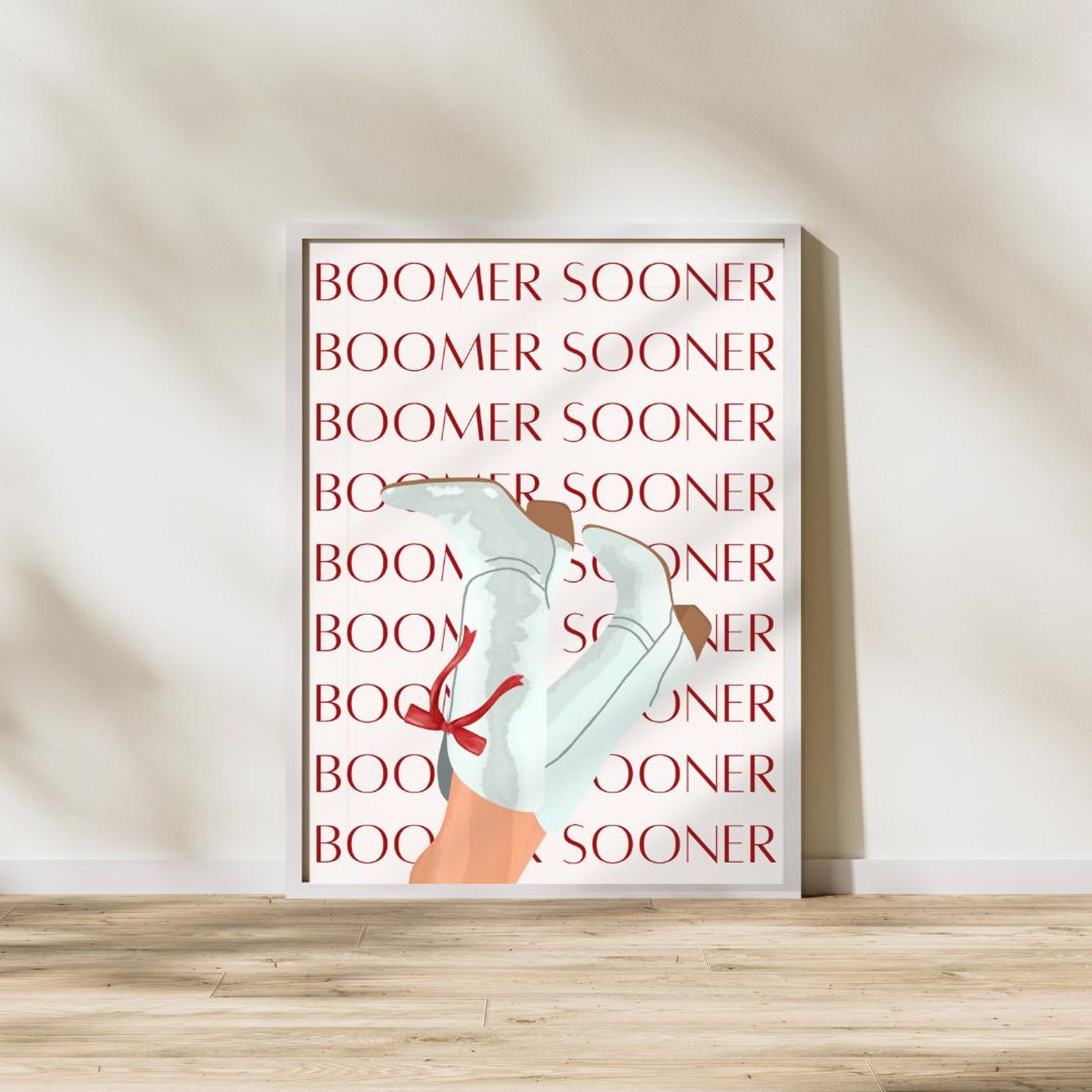 Boomer Sooner OU Boots Wall Art | Retro Cowgirl Boots Digital Print ...