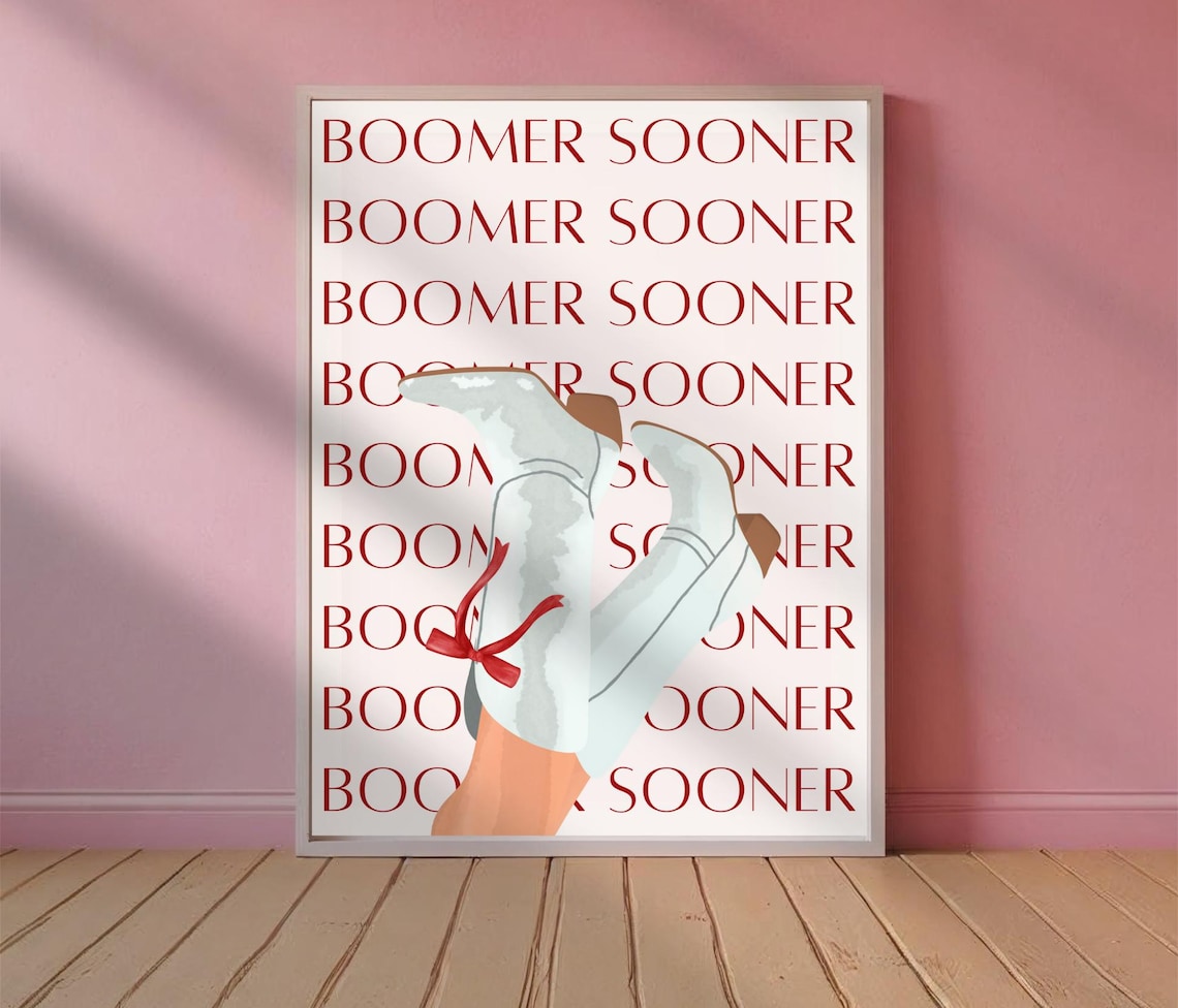 Boomer Sooner OU Boots Wall Art | Retro Cowgirl Boots Digital Print ...