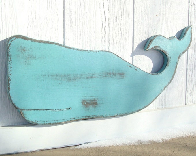 Wooden Carved Whales / Set of 2 / Rustic Coastal Decor / Mother and ...