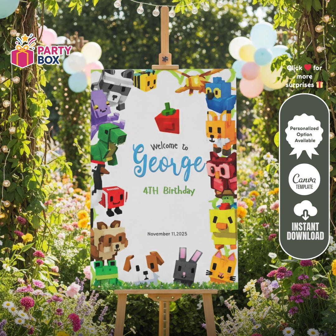 Editable Grow a Garden Signage, Party Kit Decor, Personalized ...