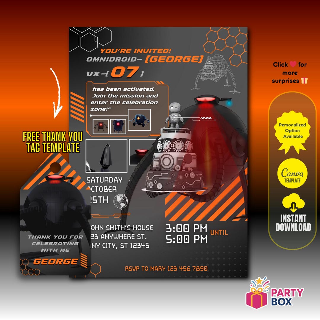 Omnidrone VX Battle Birthday Invitation: Gamer Adventure, Editable ...