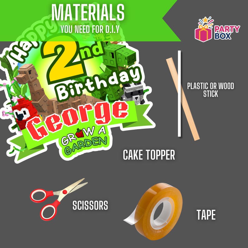 Roblox Grow a Garden Cake Topper, Party Kit Decor, Personalized ...