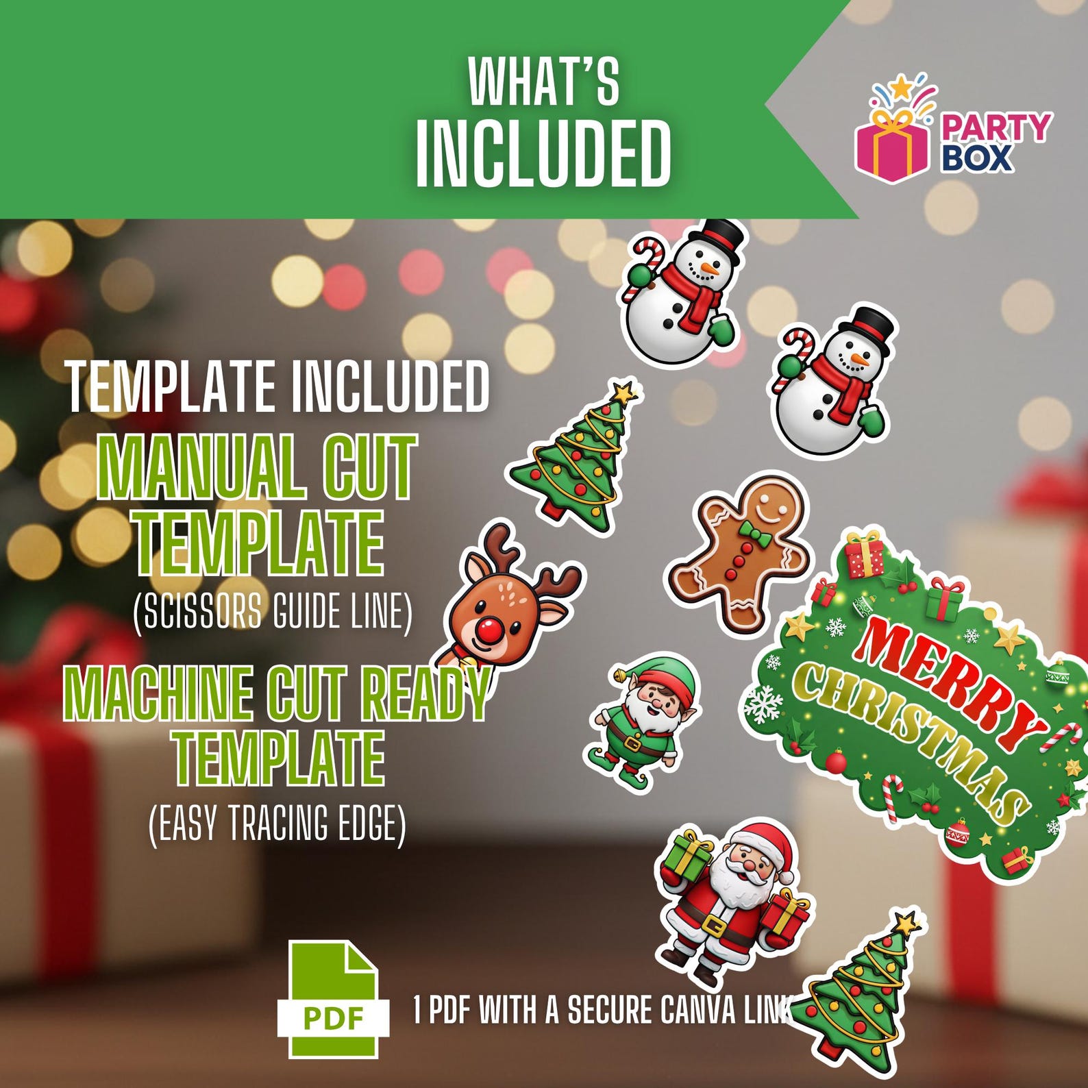 Merry Christmas Cake Topper | DIY Printable Holiday Decoration (digital ...