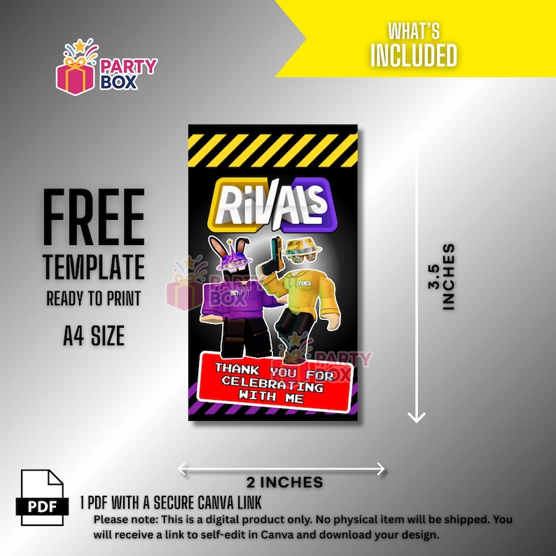 Roblox Rivals Birthday Invitation V3 | Gamer Party, Level up (5x7 ...