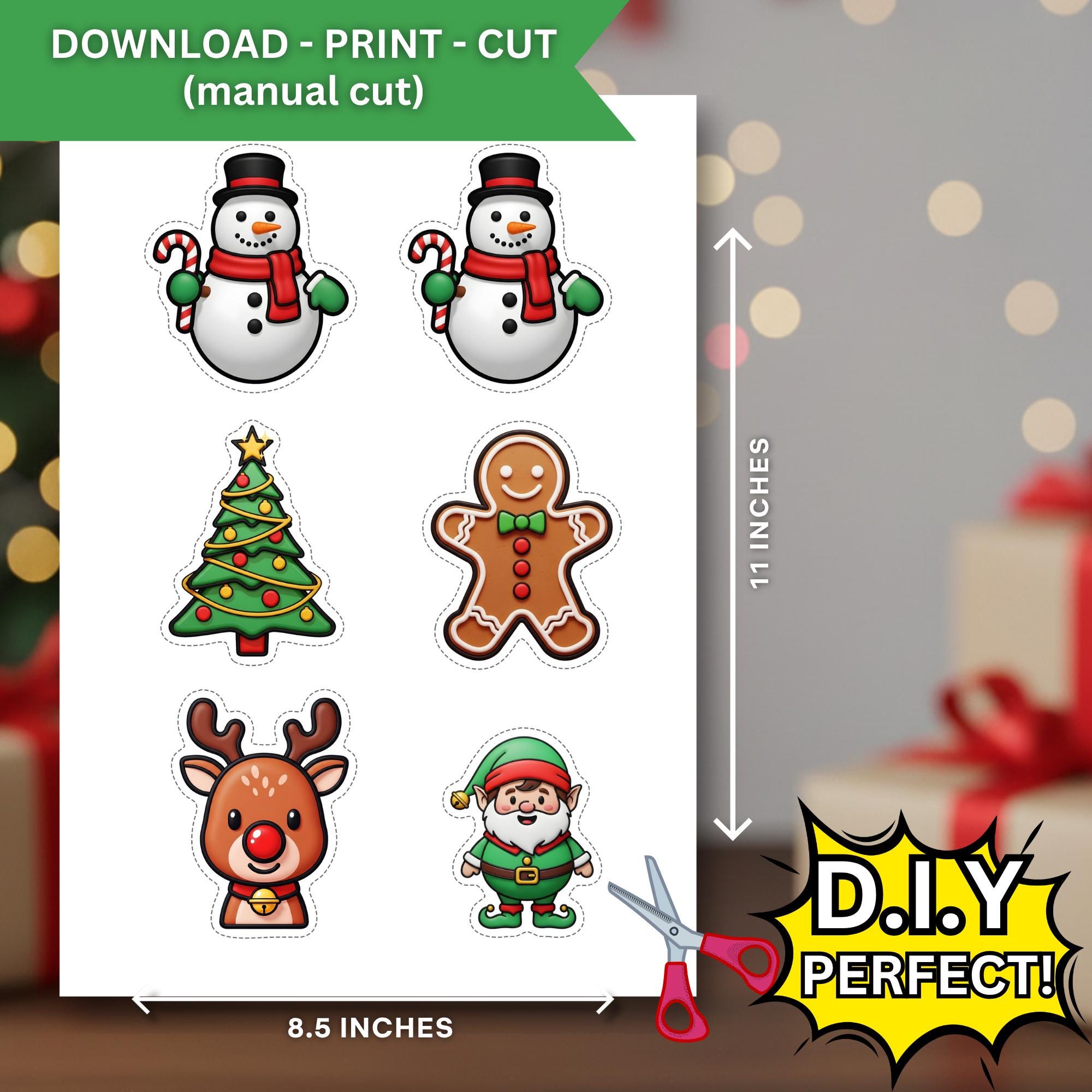 Merry Christmas Cake Topper | DIY Printable Holiday Decoration (digital ...