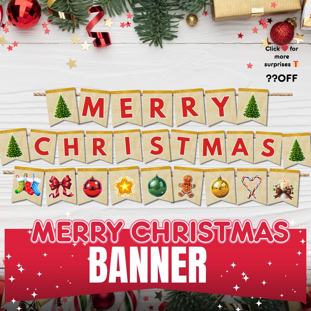 Christmas Banner | Printable Christmas Decoration | Instant Download ...