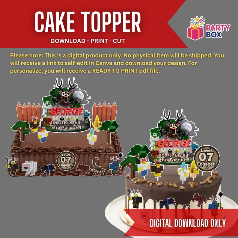 99 Nights in the Forest Cake Topper: Gamer Birthday Party (editable ...